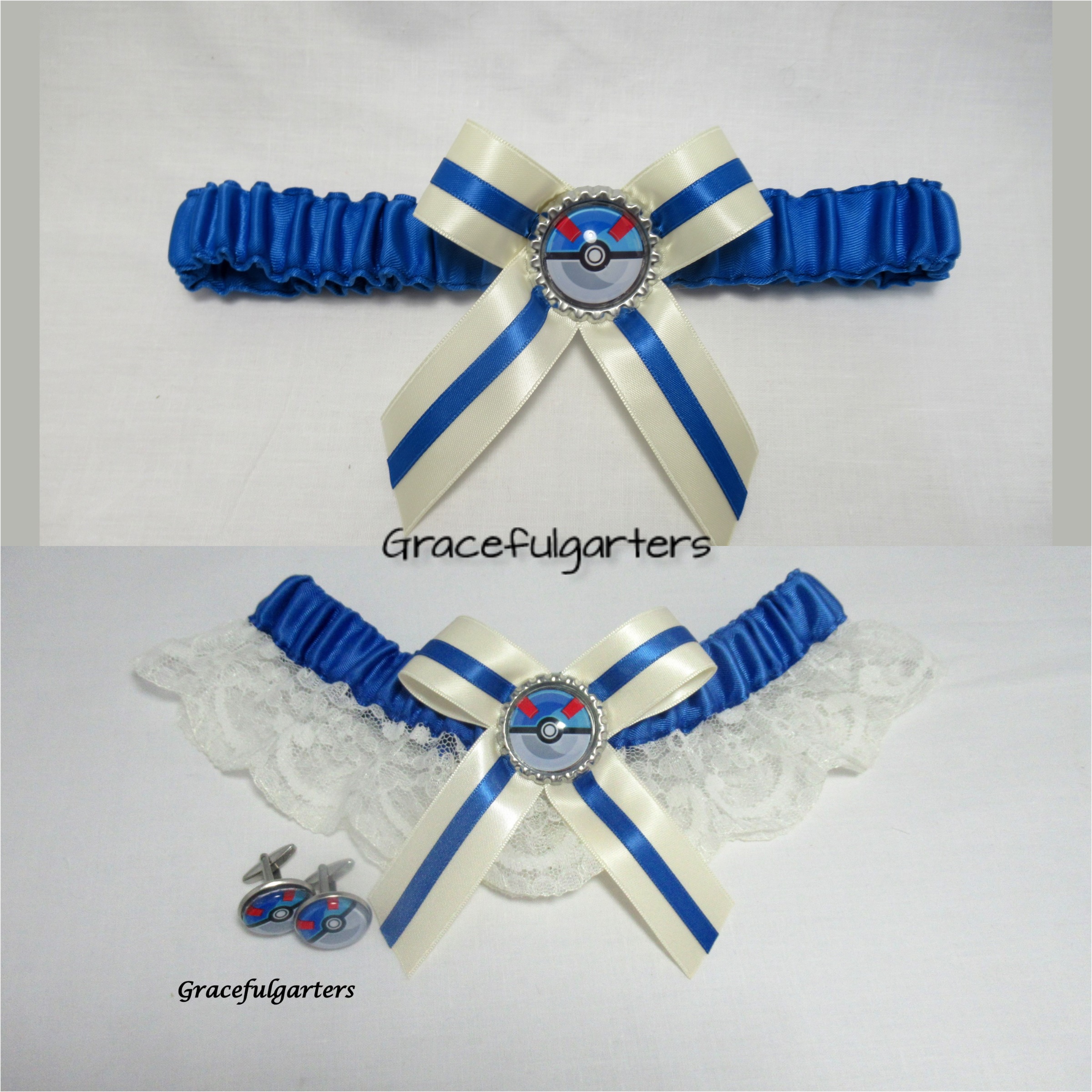 Pokemon The Great Ball Blue Poke Ball Lace Bridal Wedding Garter - Set ...