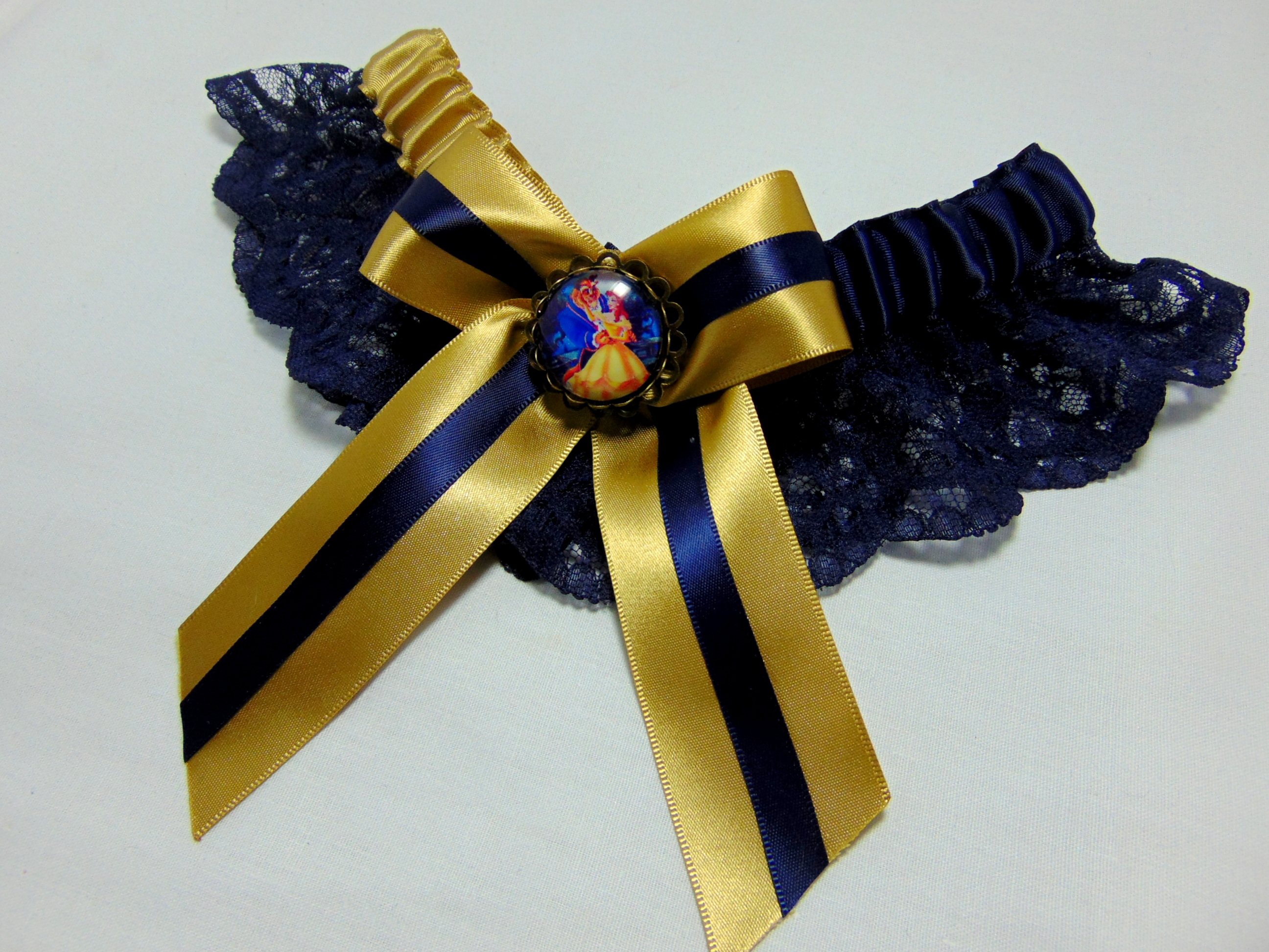 Golden Beauty and the Beast Disney Bridal Wedding Garter Set ...