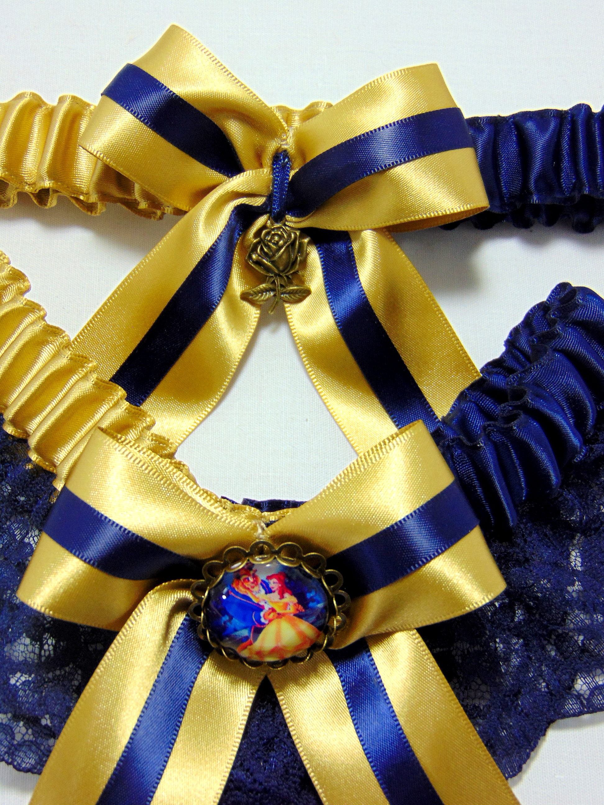 Golden Beauty and the Beast Disney Bridal Wedding Garter Set ...