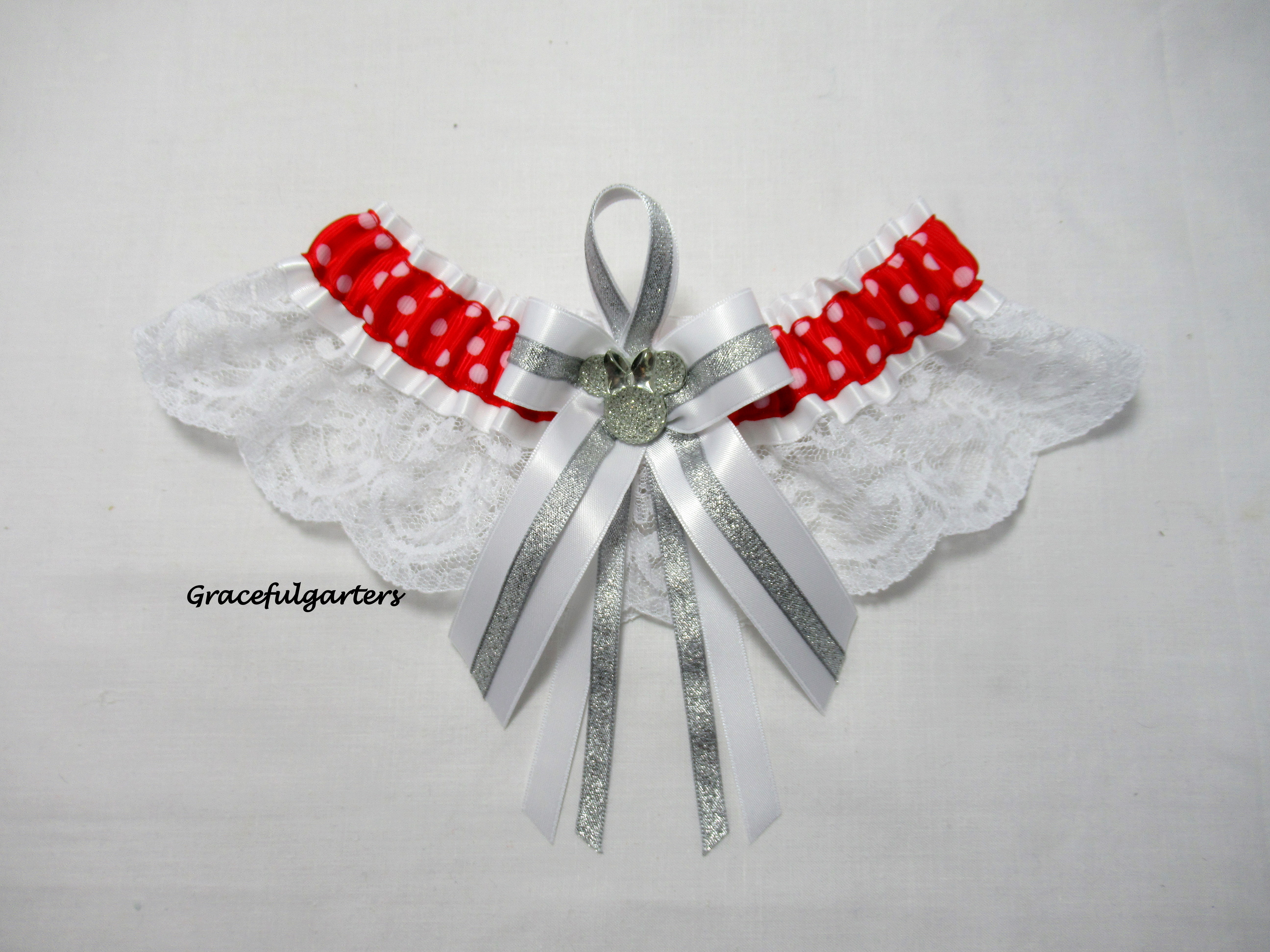 Minnie Mouse Polka Dot Sparkle Lace Disney Bridal Wedding Garter ...