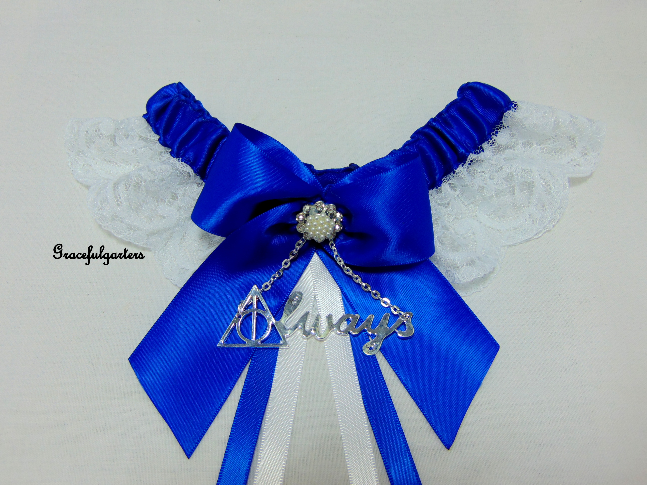 Royal Blue Harry Potter Deathly Hallows Always Lace Bridal Wedding ...