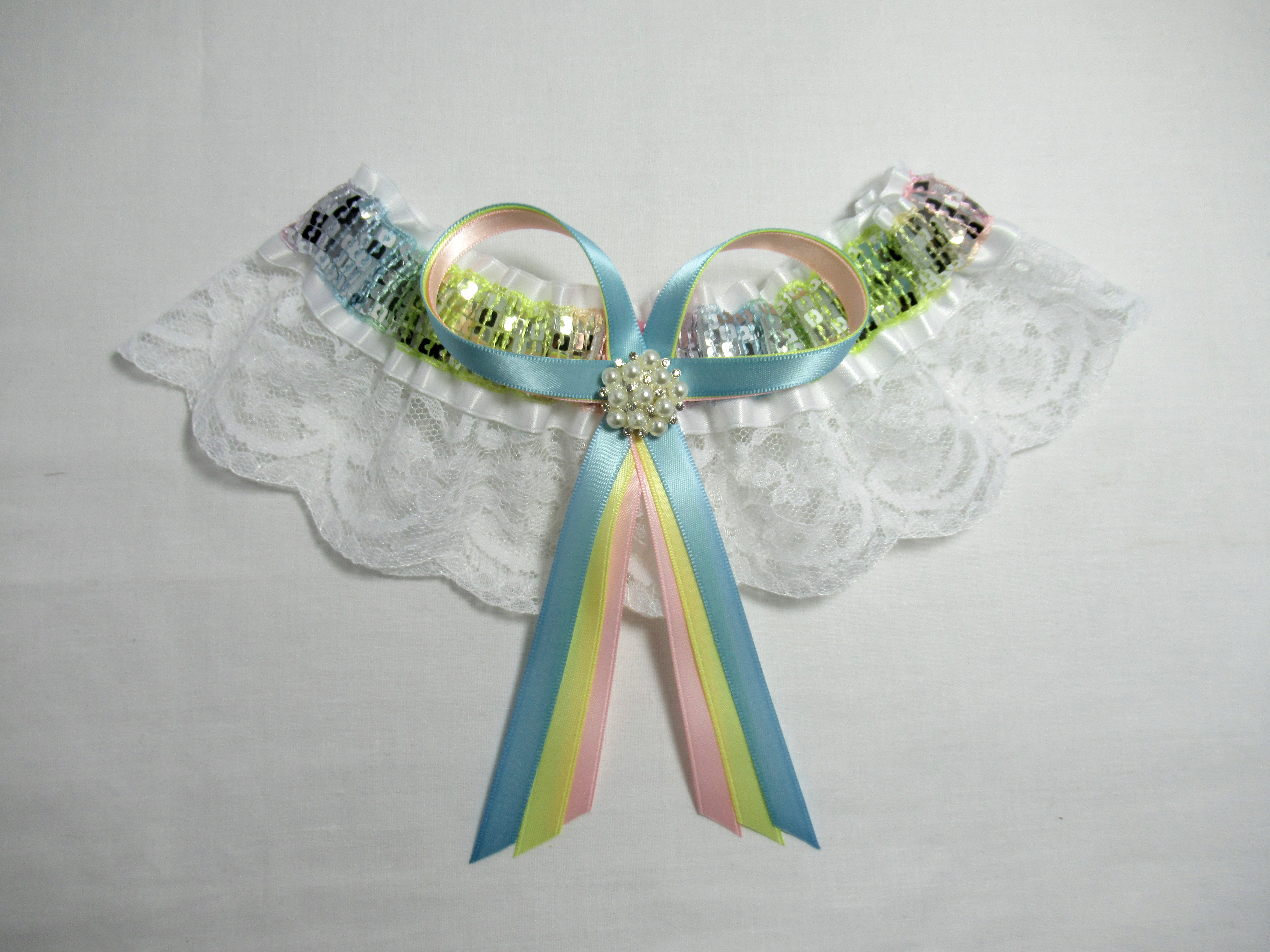 Rainbow Sequin Gay Pride Lace Bridal Wedding Garter Set - GracefulGarters