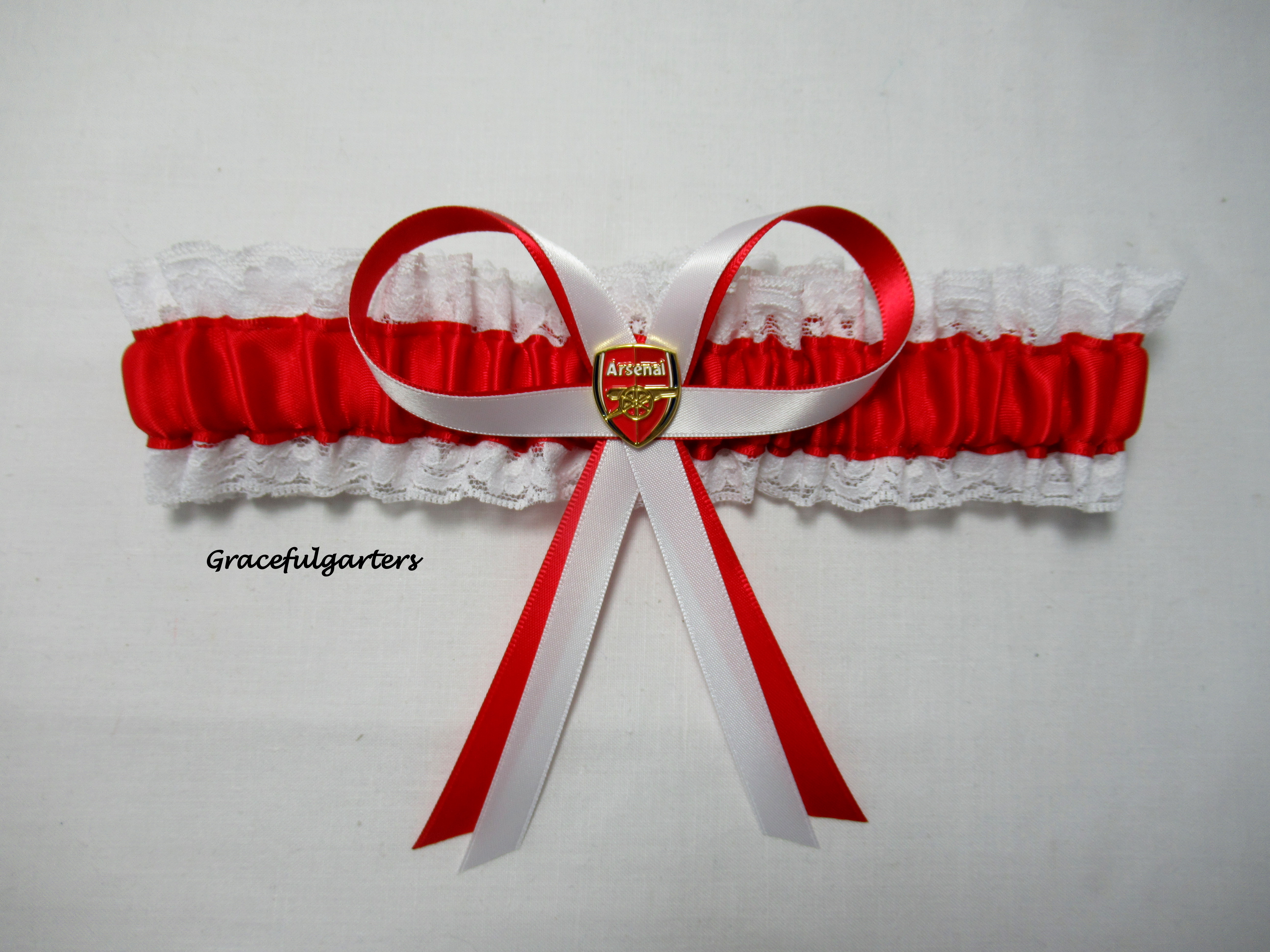 Arsenal Lace Trimmed Football Team Bridal Wedding Garter - GracefulGarters