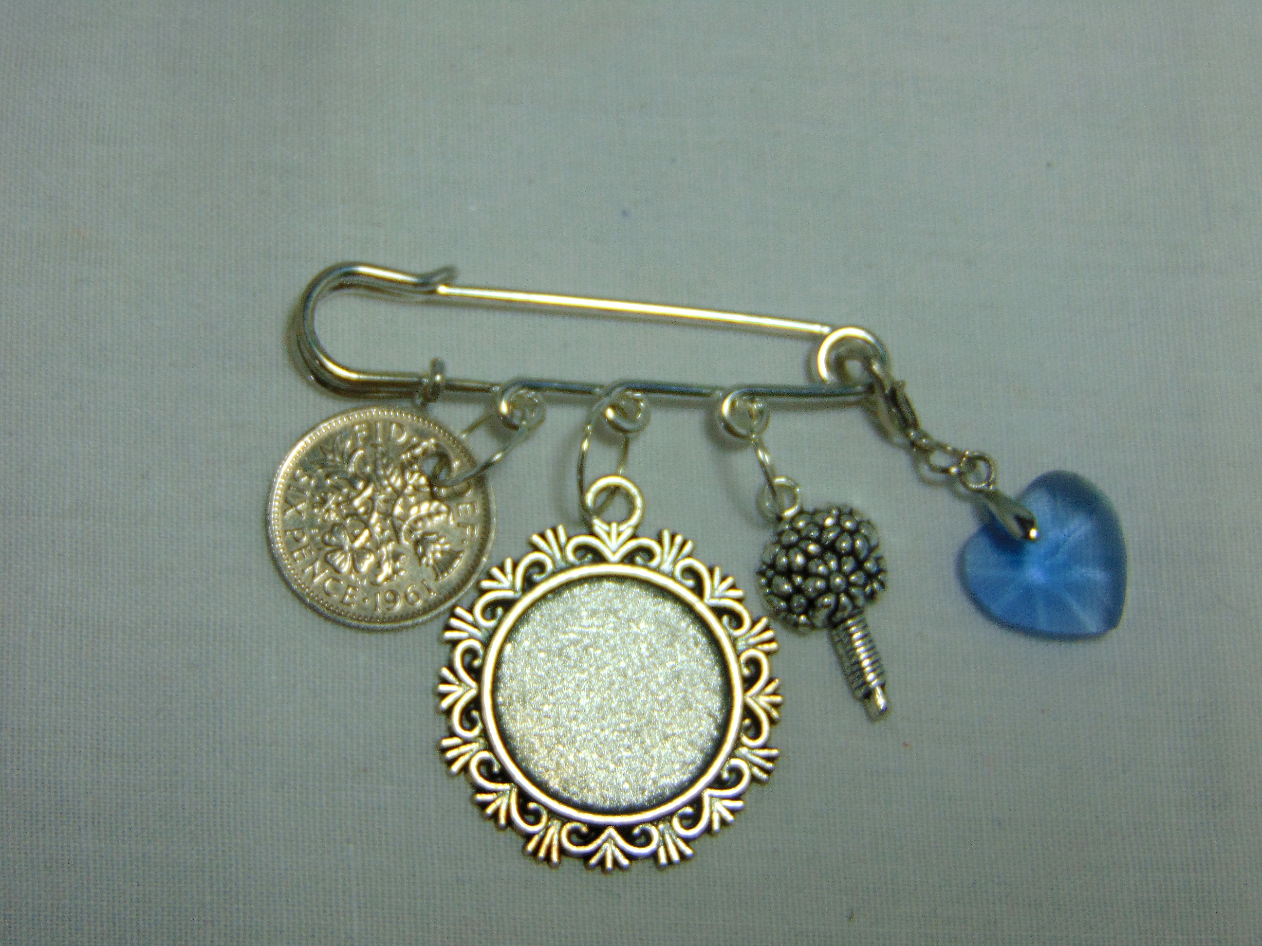 Photo Charm Bridal Pin Something old Something New Borrowed Blue Pin ...