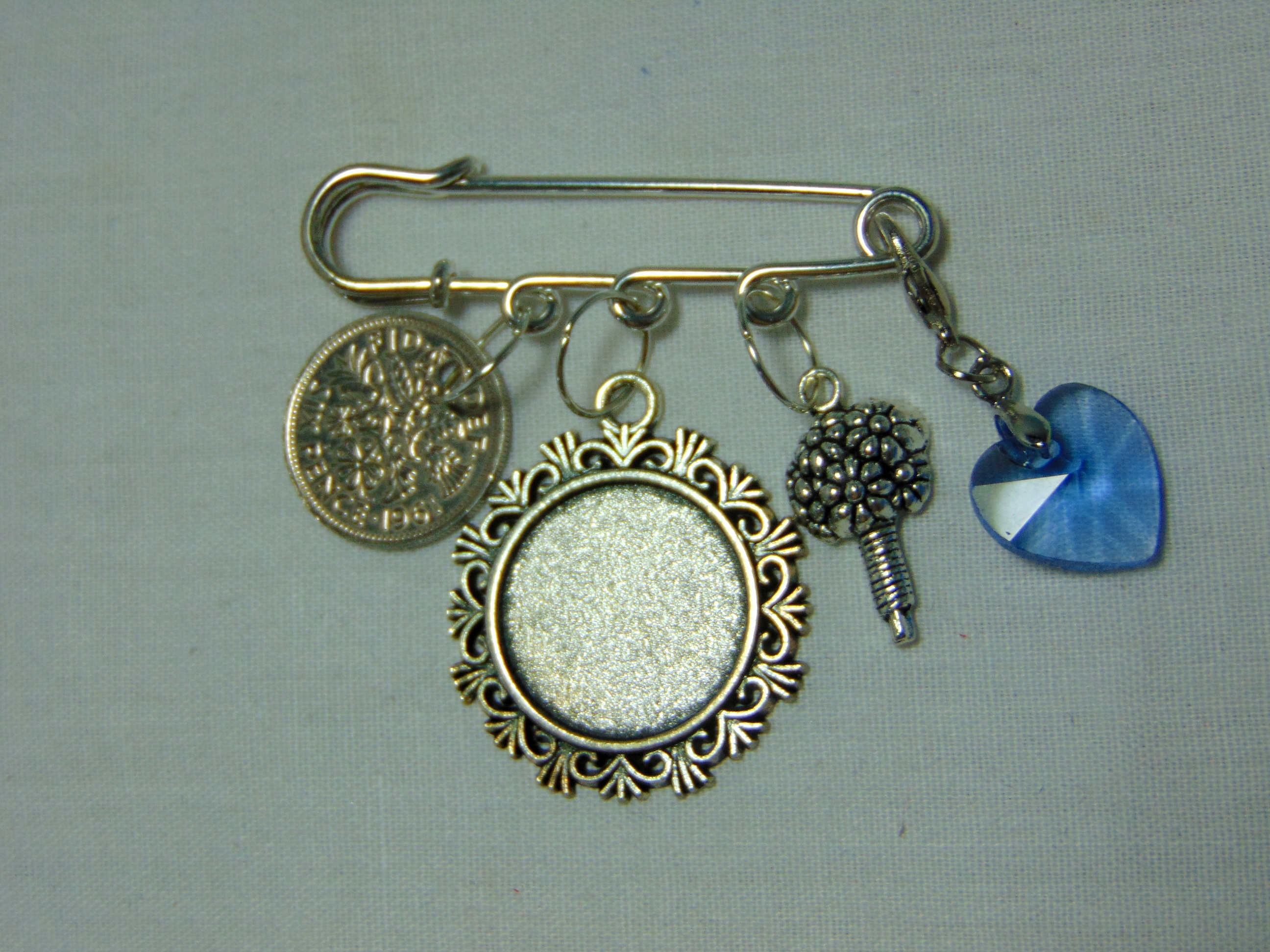 Photo Charm Bridal Pin Something old Something New Borrowed Blue Pin ...
