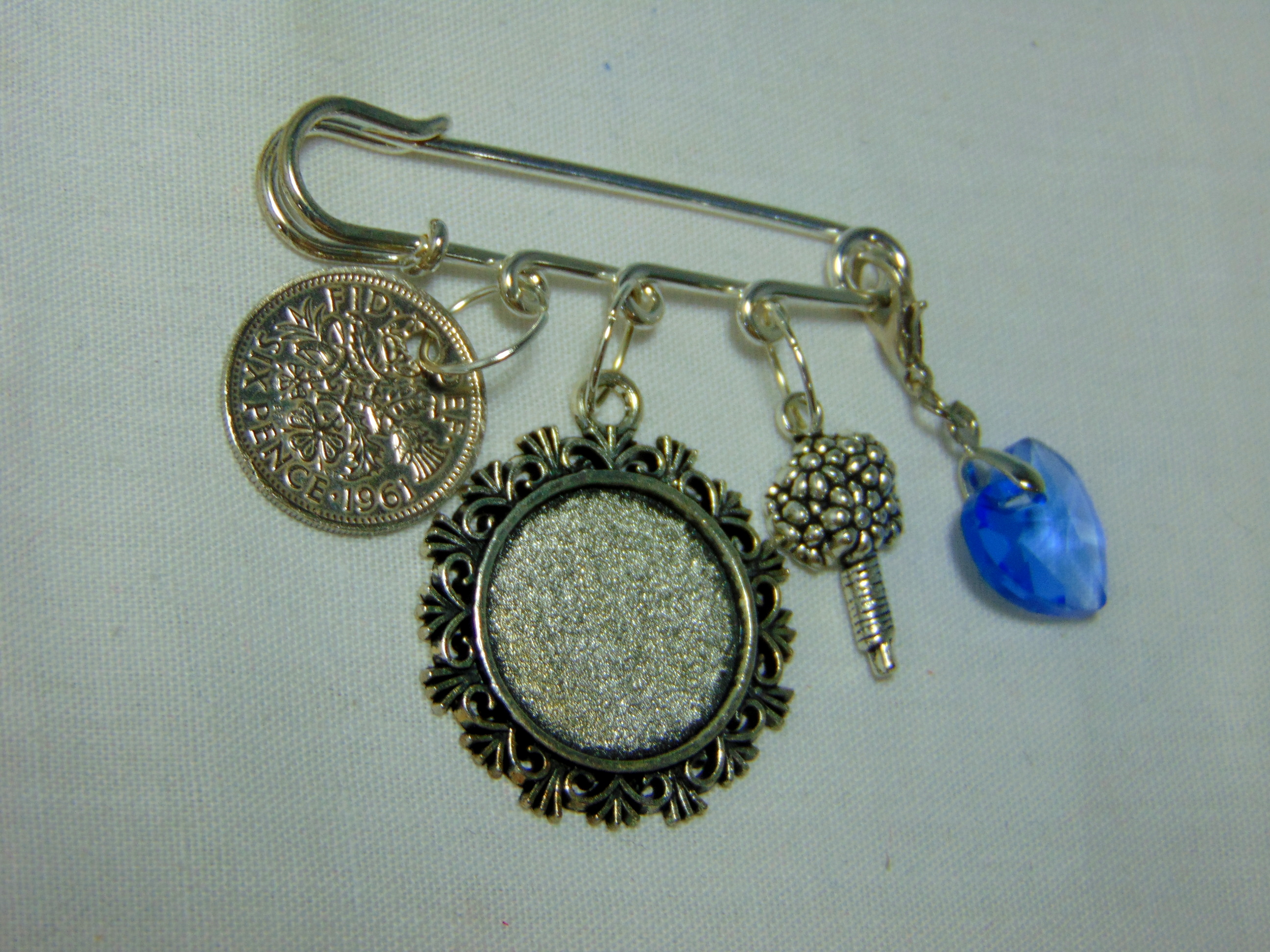 Photo Charm Bridal Pin Something old Something New Borrowed Blue Pin ...