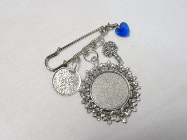 Photo Charm Bridal Pin Something old Something New Borrowed Blue Pin ...
