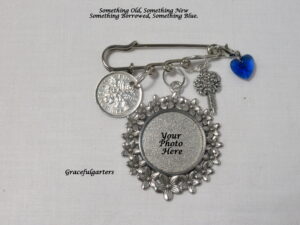 Photo Charm Bridal Pin Something old Something New Borrowed Blue Pin ...