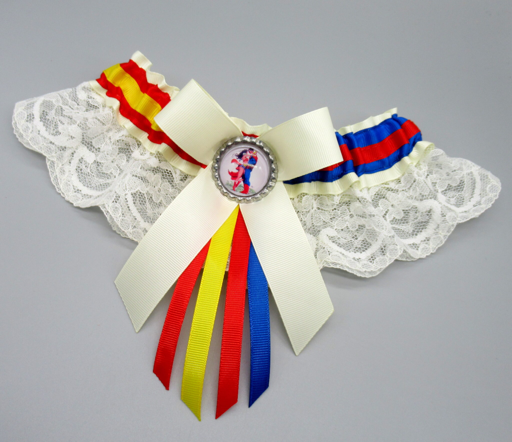 Superman and Wonder Woman Half N Half Lace Bridal Wedding Garter Set ...