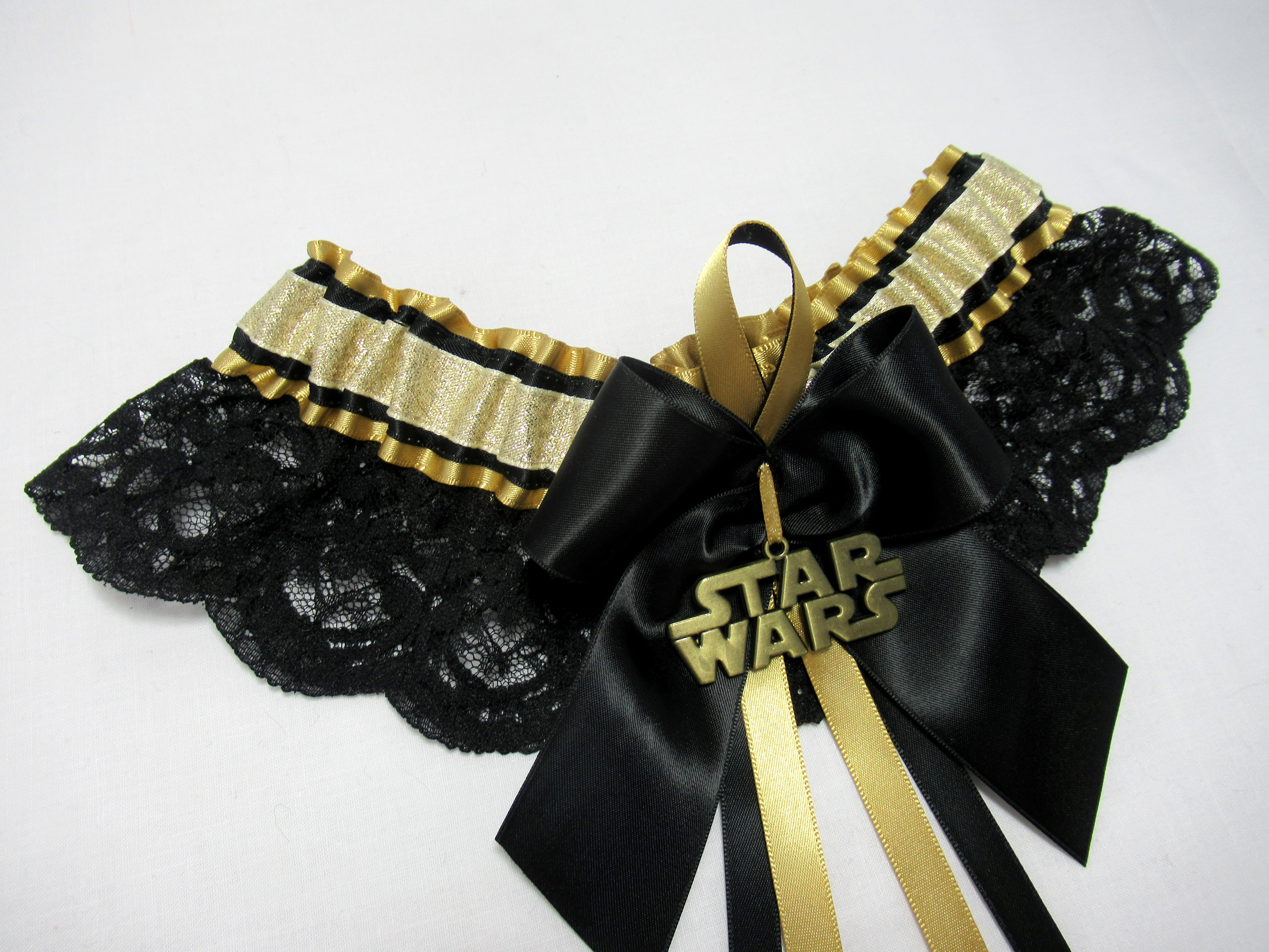Golden Starwars Lace Bridal wedding Garter - GracefulGarters