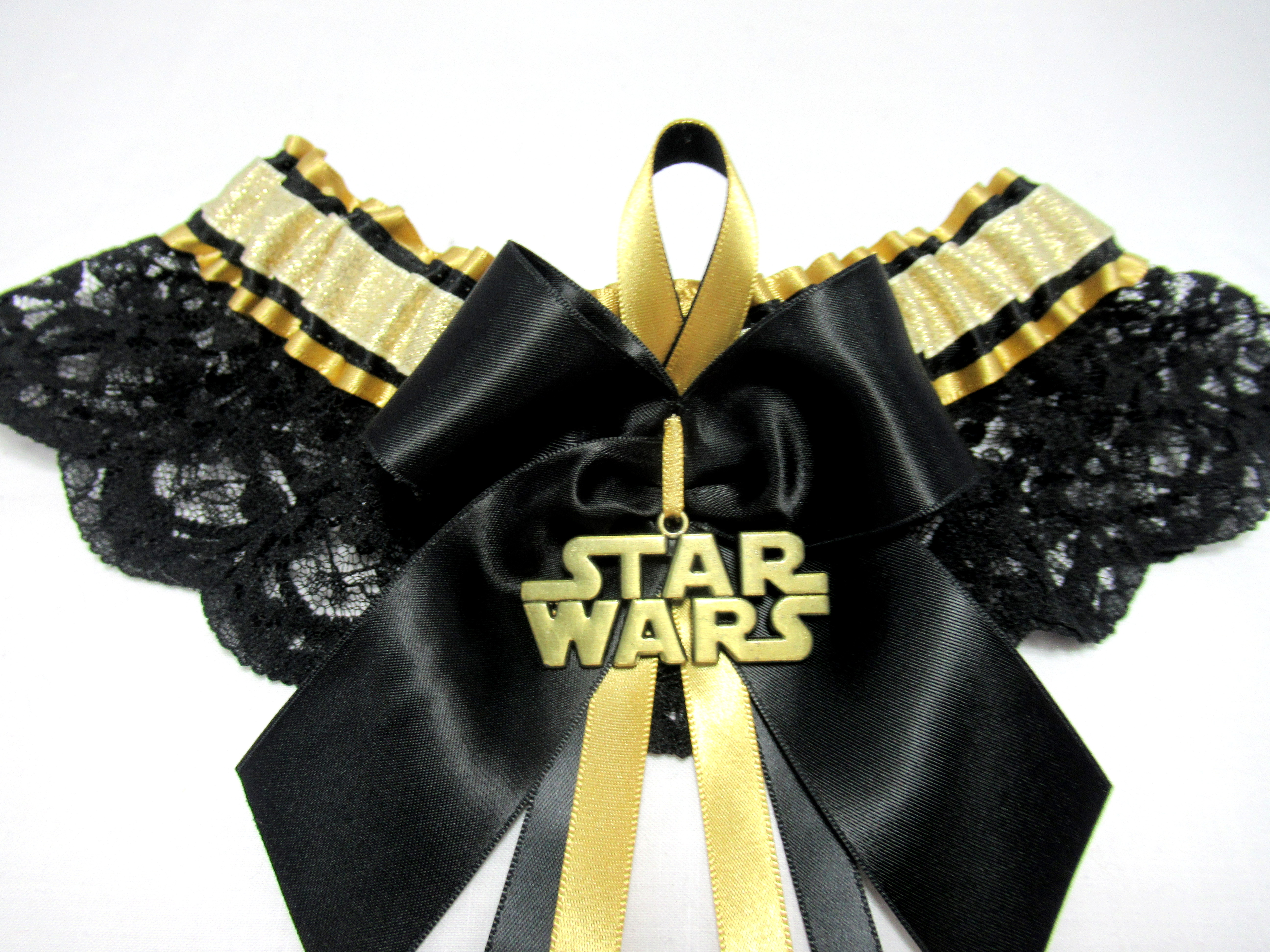 Golden Starwars Lace Bridal wedding Garter - GracefulGarters