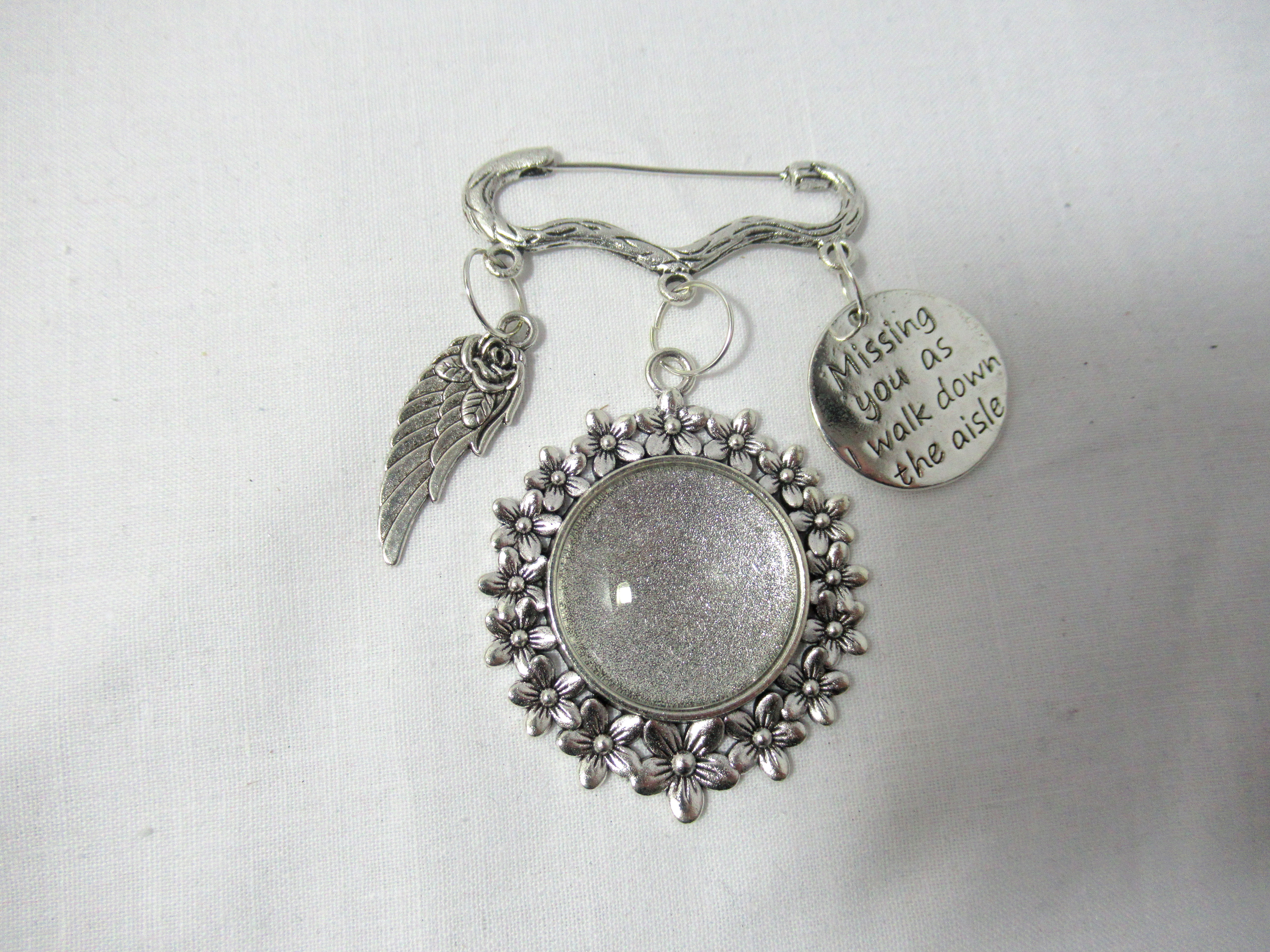 Memory Photo Charm Pin / Bridal Photo Bouquet Pin. Missing You As I ...