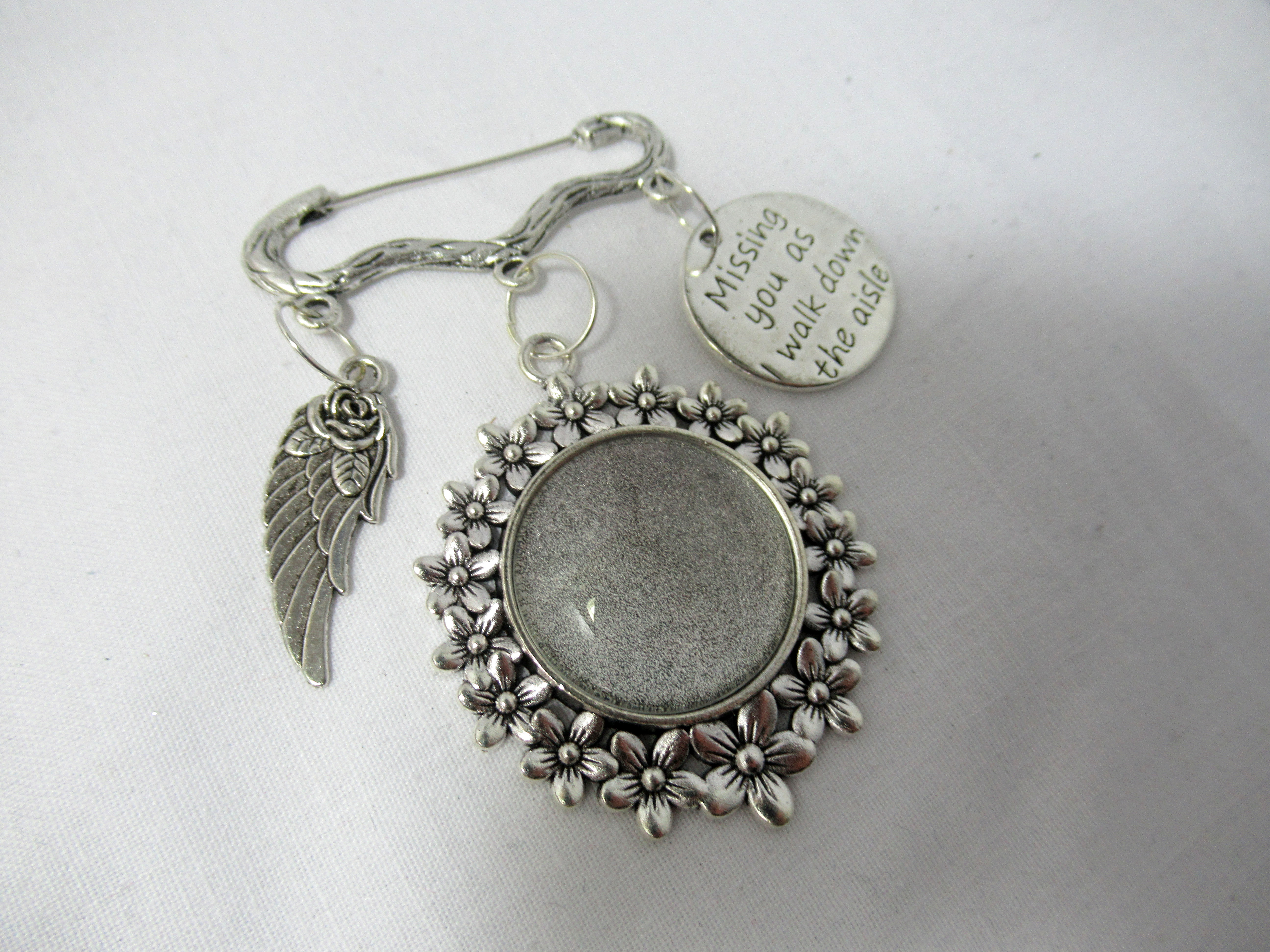 Memory Photo Charm Pin / Bridal Photo Bouquet Pin. Missing You As I ...