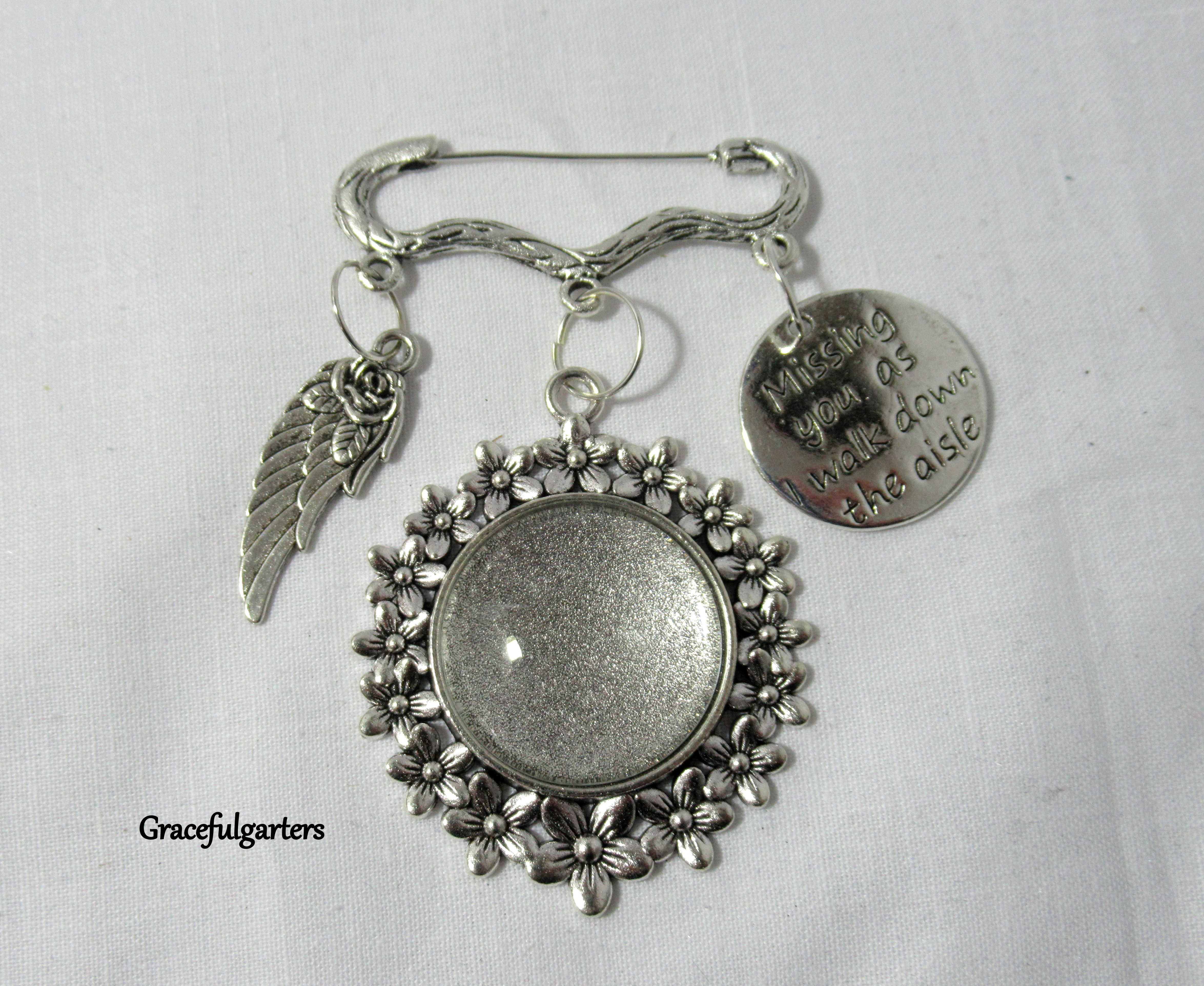 Memory Photo Charm Pin / Bridal Photo Bouquet Pin. Missing You As I ...