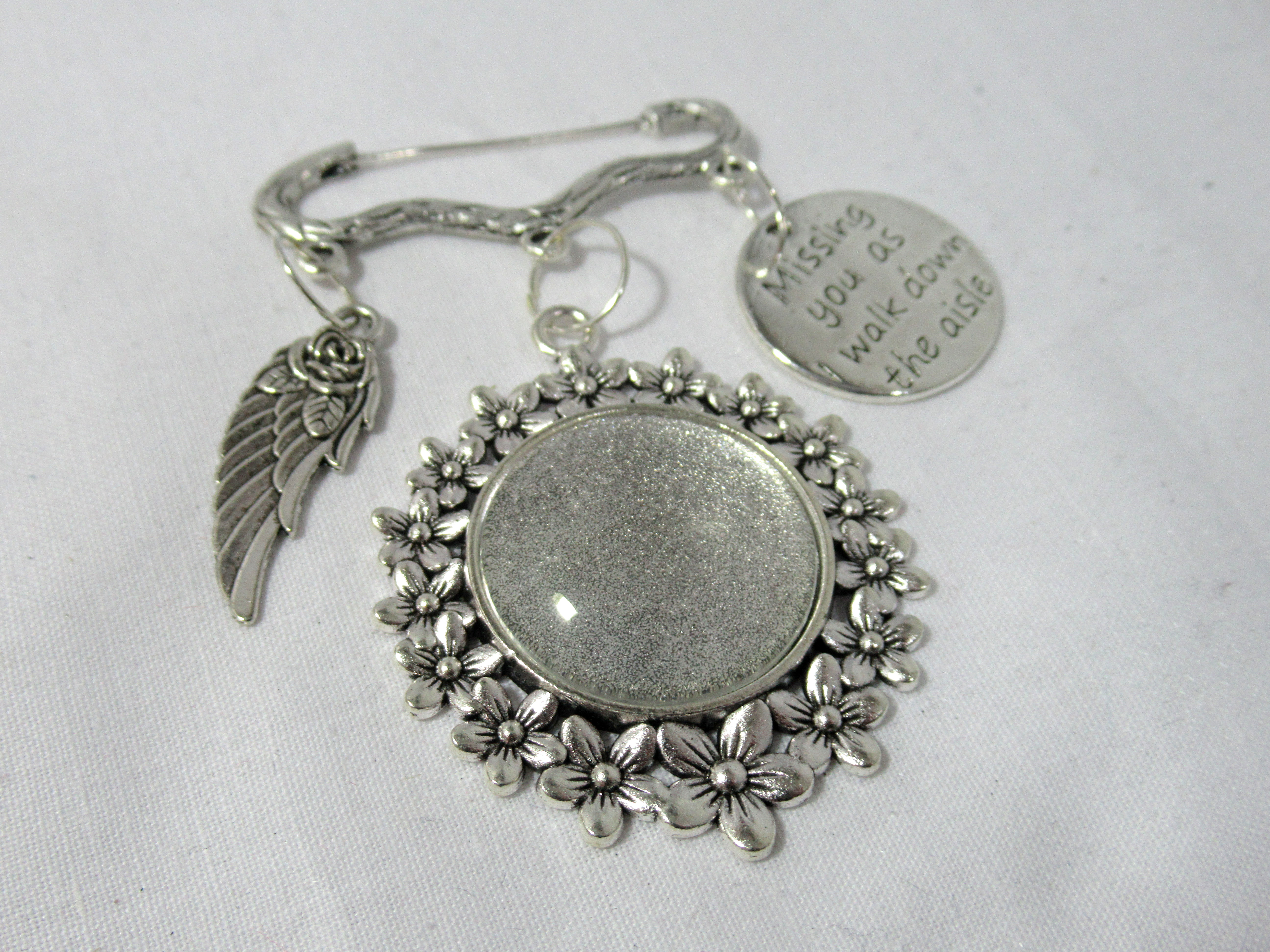 Memory Photo Charm Pin / Bridal Photo Bouquet Pin. Missing You As I ...