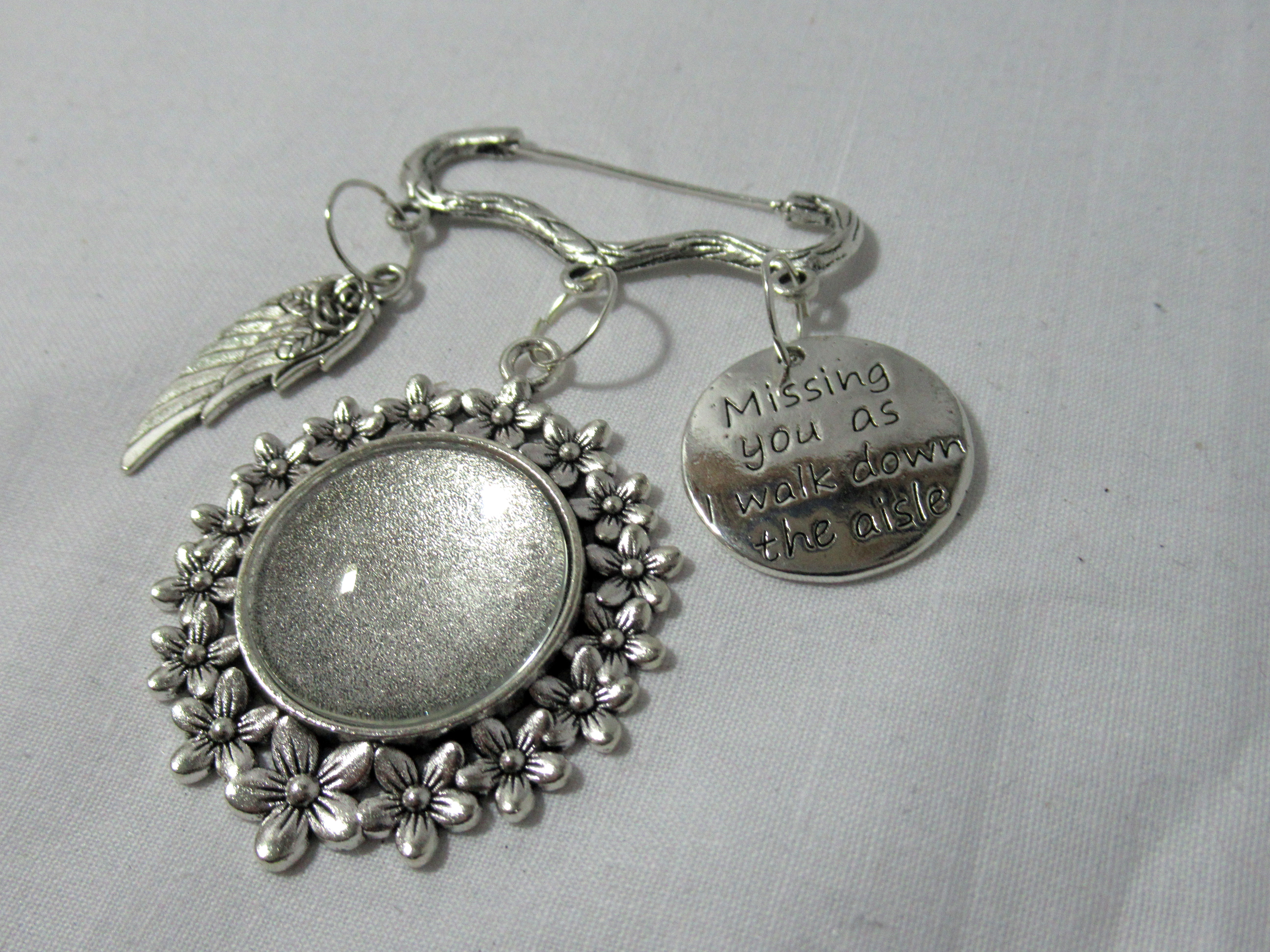 Memory Photo Charm Pin / Bridal Photo Bouquet Pin. Missing You As I ...
