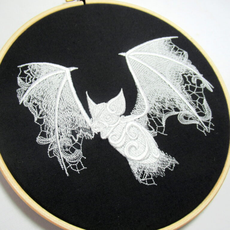 Bat Gothic Lace Embroidered wooden Hoop. Curiosity, Horror, True Crime ...