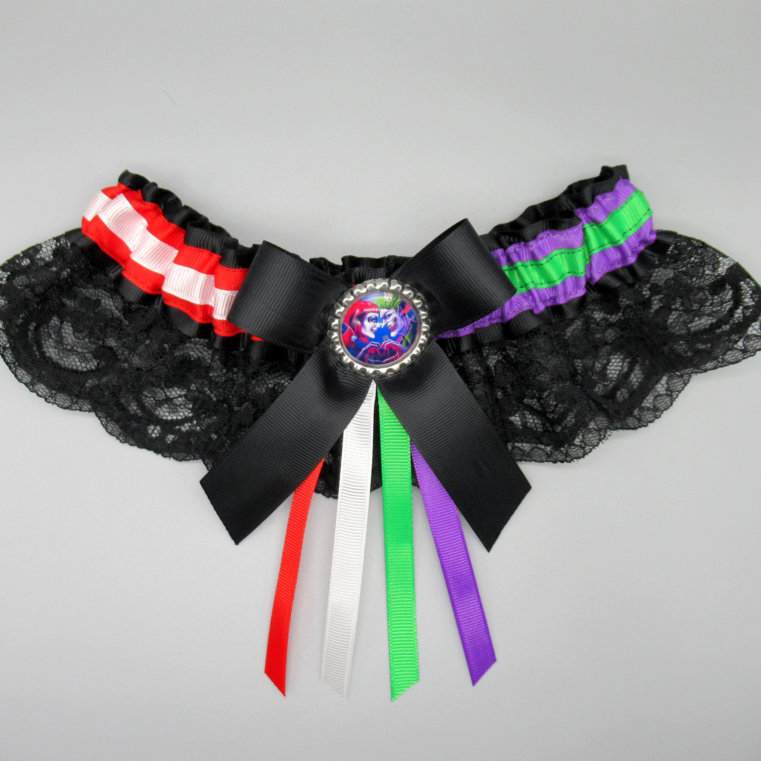Joker & Harley Quinn Half n Half Themed Lace Bridal Wedding Garter/ Set ...