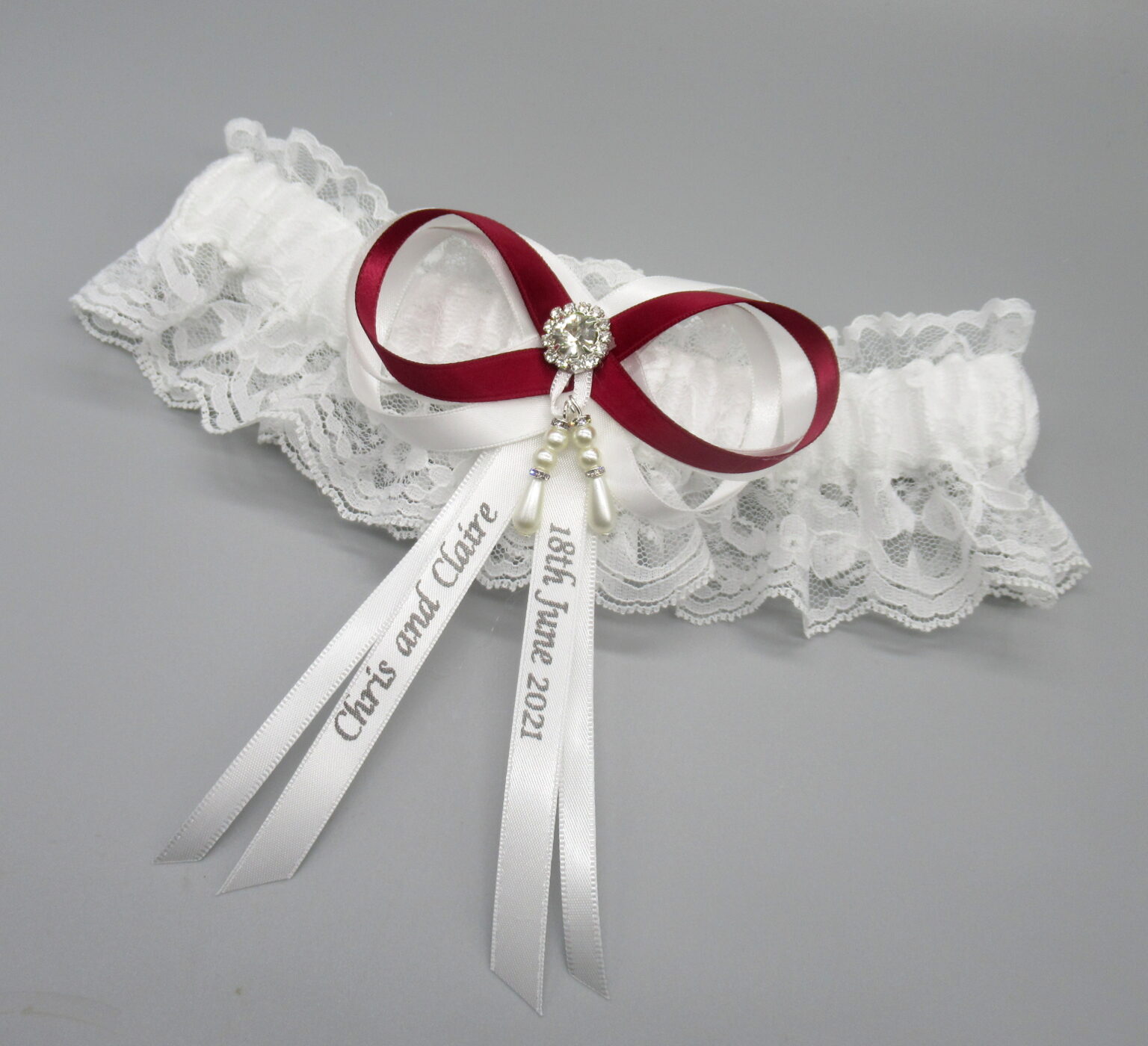 Personalised Lace wedding garter. Name & Date or Words Garter. Any ...