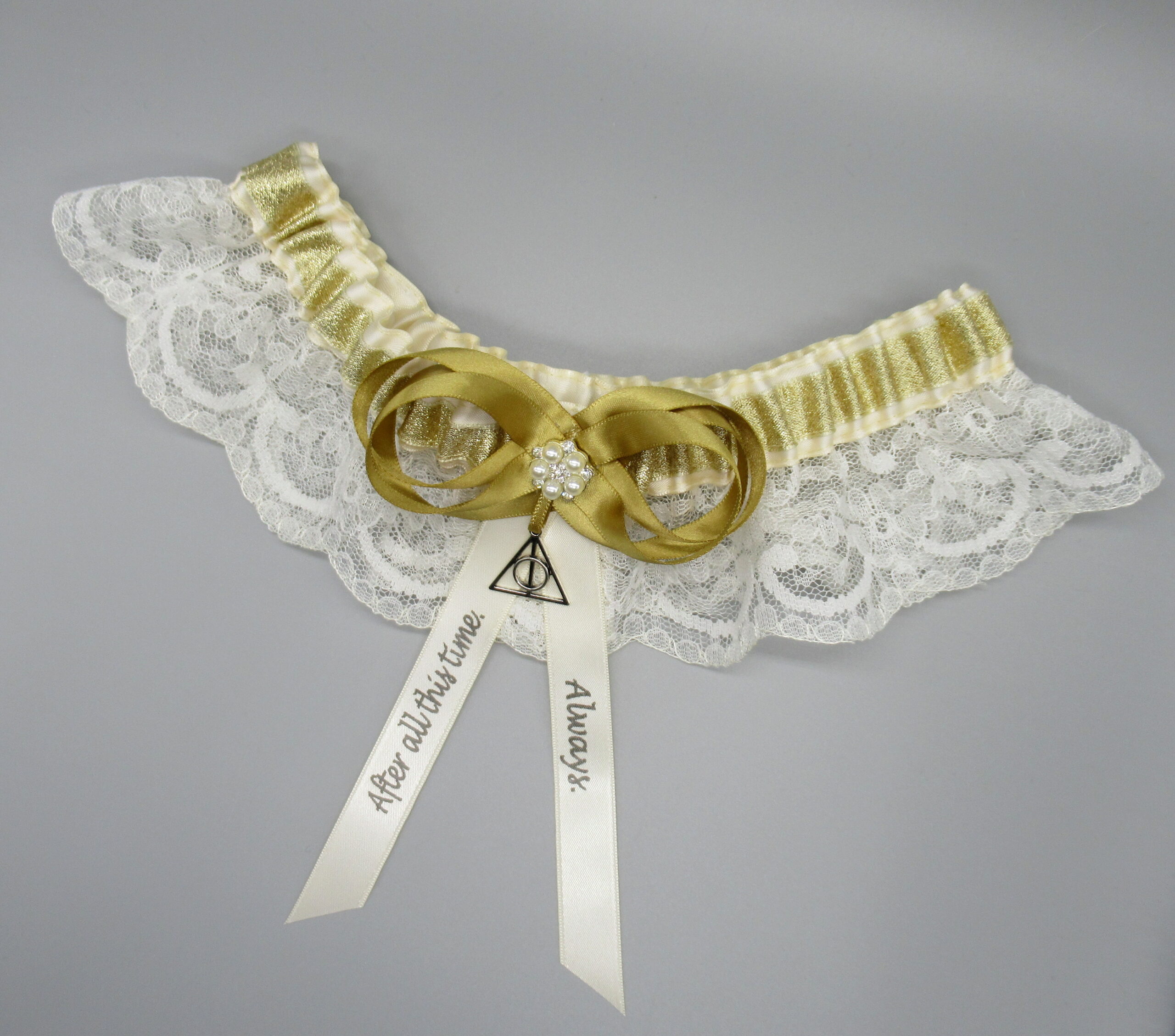 Harry Potter Deathly Hallows Golden Themed Lace Wedding Garter Or Set ...