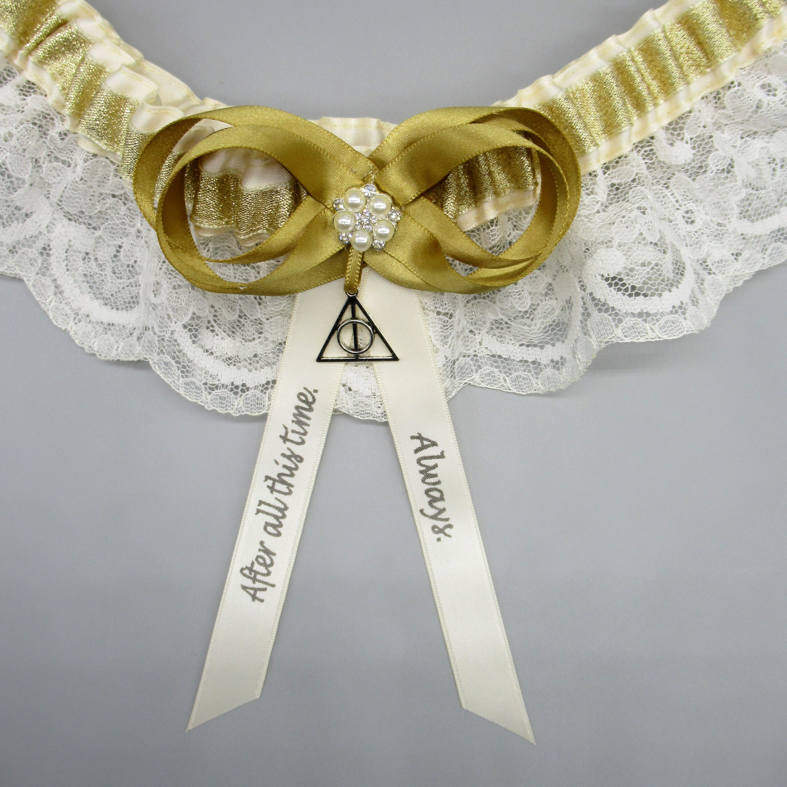 Harry Potter Deathly Hallows Golden Themed Lace Wedding Garter Or Set ...