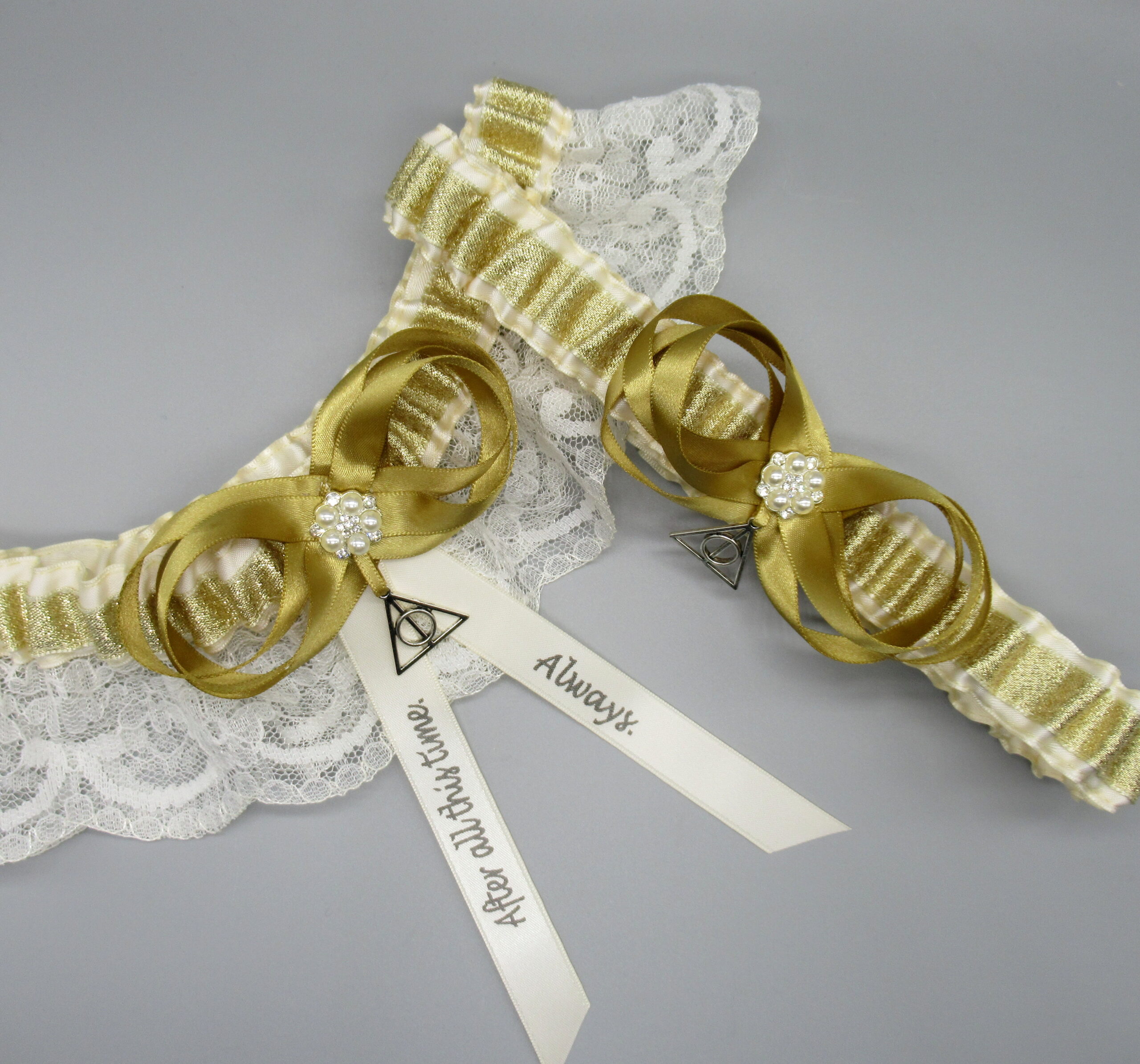 Harry Potter Deathly Hallows Golden Themed Lace Wedding Garter Or Set ...